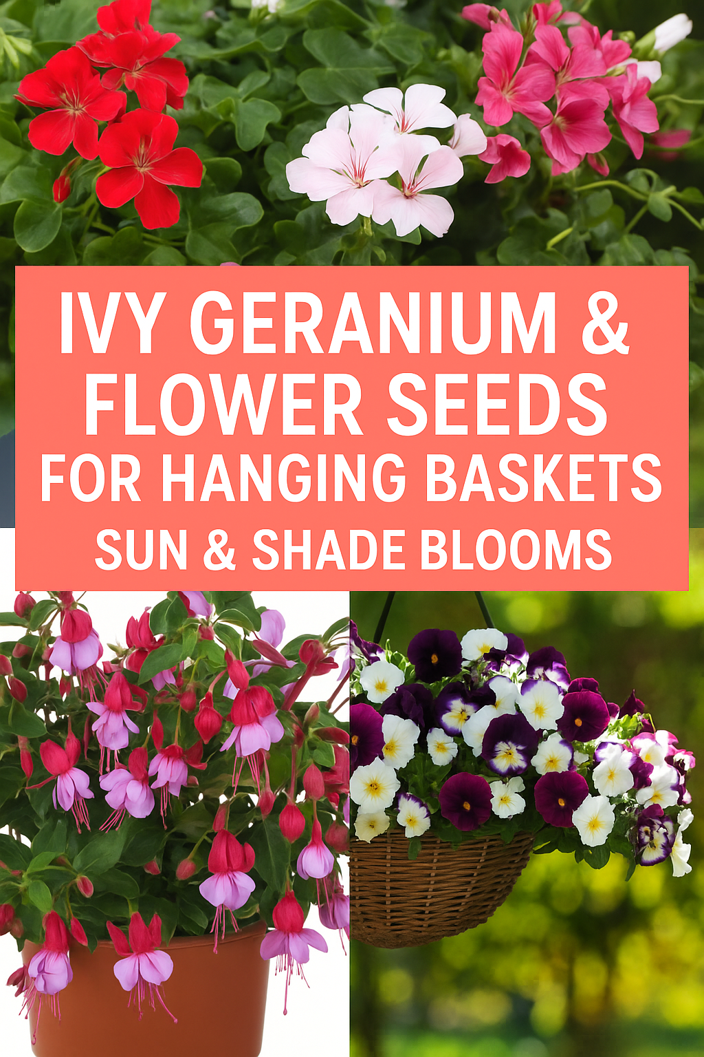 Ivy Geranium & Flower Seeds for Hanging Baskets | Sun & Shade Blooms ...